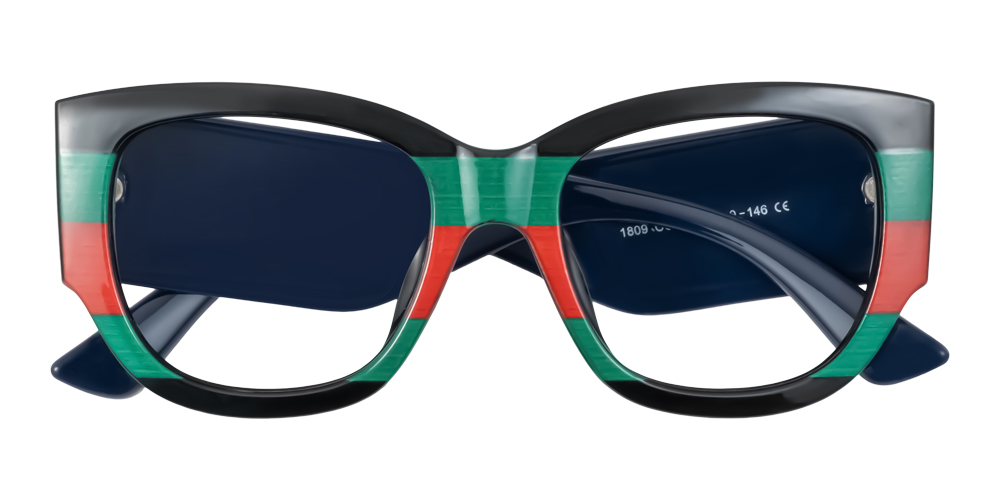 Green and Black Rectangle Glasses