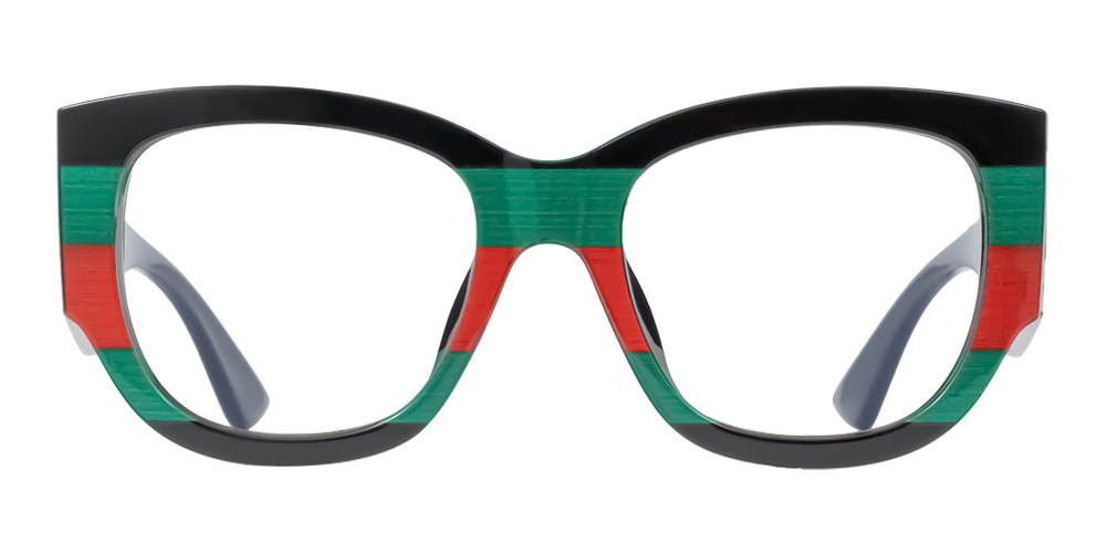 Green and Black Rectangle Glasses