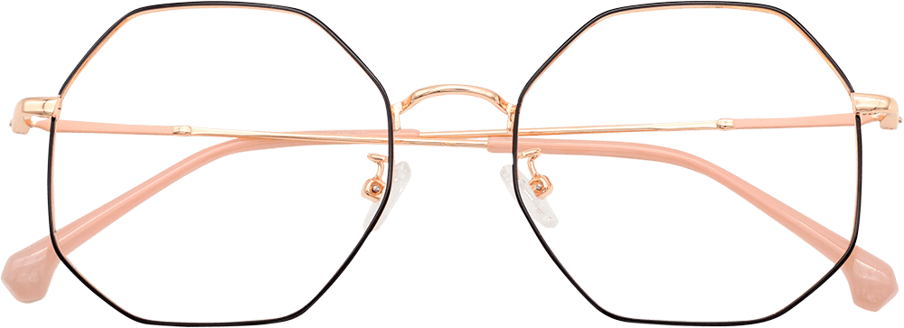 Online Black Gold Geometric Eyeglasses With Prescription